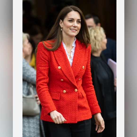 Zara | Jackets & Coats | Zara Womans Red Textured Double Breasted ...